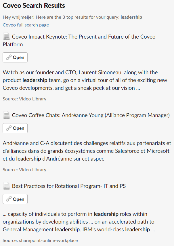 Integrating Coveo Search Results in Slack